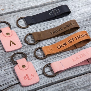 Leather Key Fob, Personalized Key Chain Women - Etsy