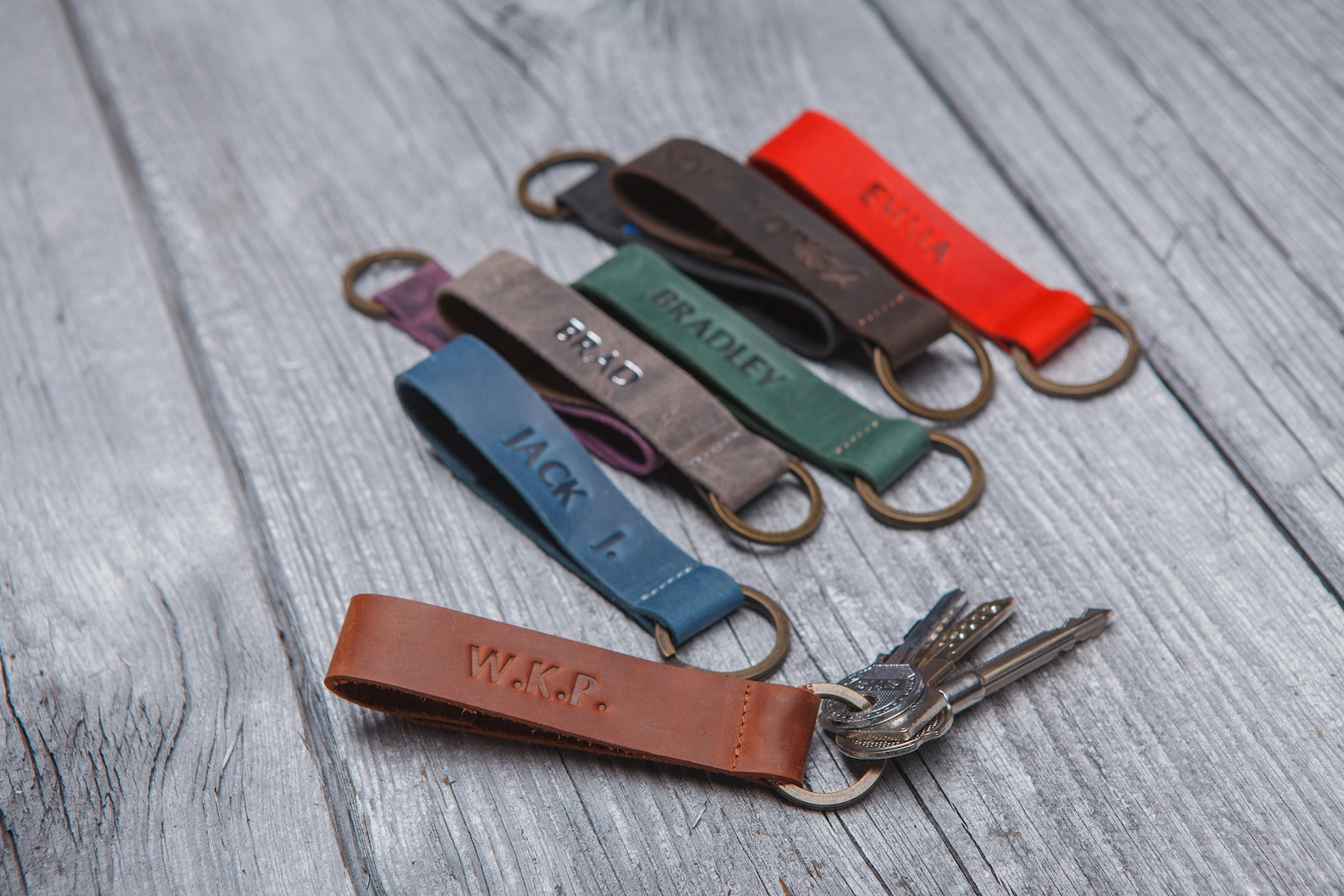 Personalized Leather Keychain Leather Monogram Keychain for - Etsy