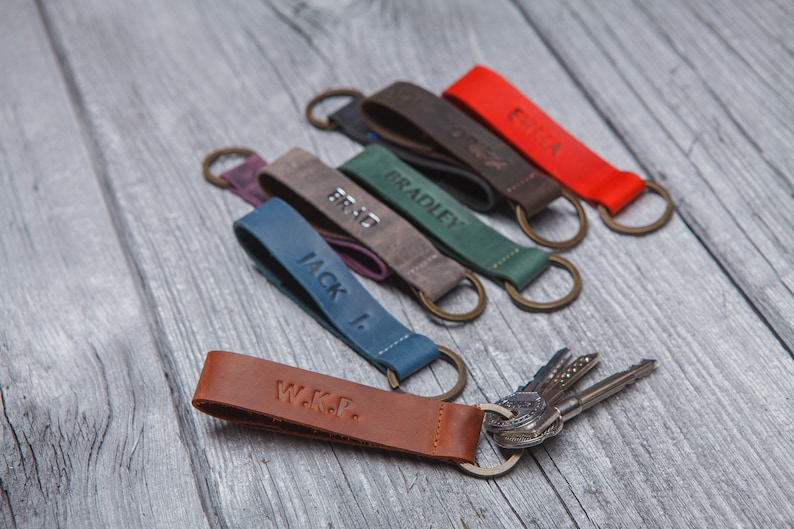 Personalized Leather Keychain Leather Monogram Keychain for - Etsy