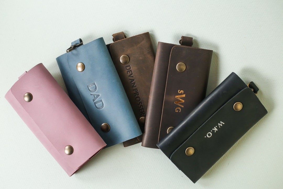 Leather Key Case, Personalized Key Holder, Key Wallet, Gifts for Him ...
