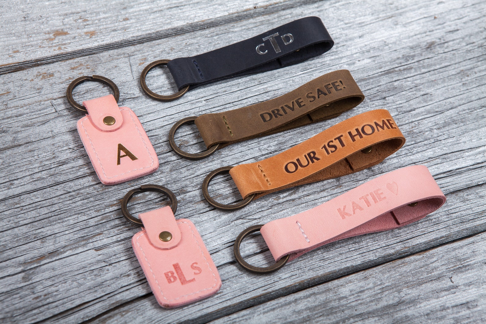 Personalized Leather Keychain Leather Monogram Keychain for - Etsy