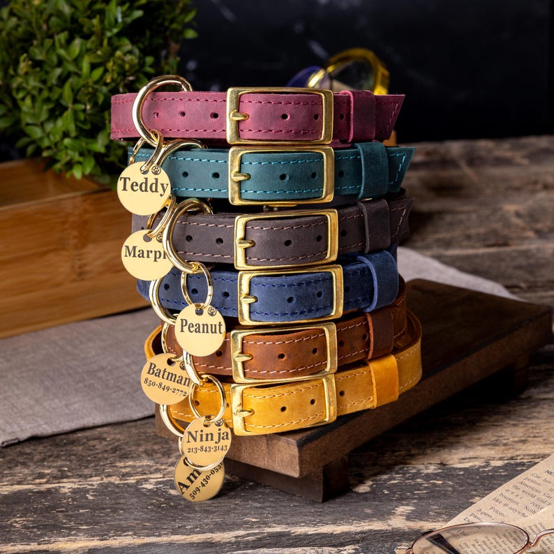 Dog Collar, Dog Collars, Personalized Leather Dog Collars, Engraved Dog ...
