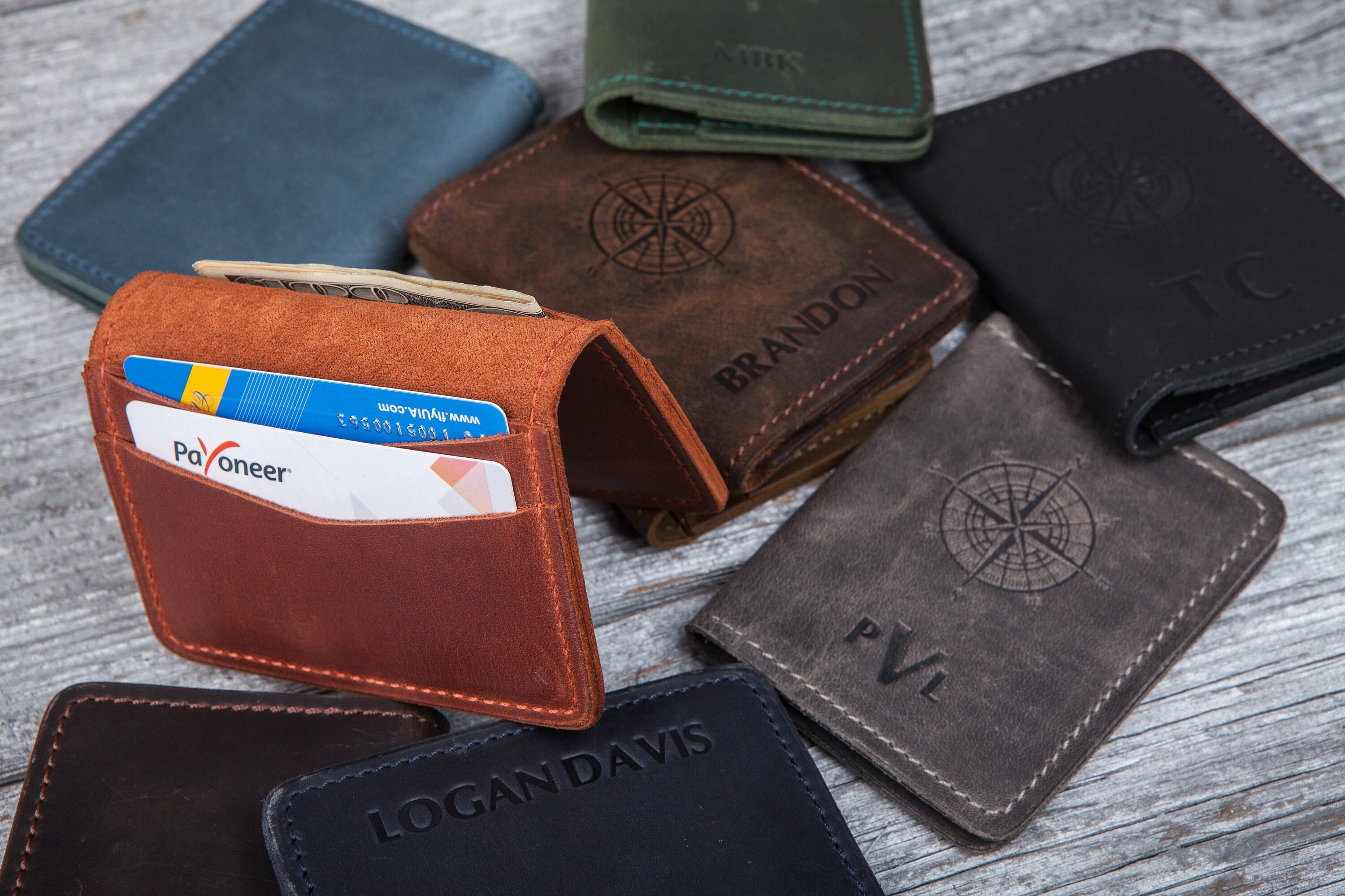 Leather Card Wallet Slim Minimalist Card Holder Handmade Wallets for ...