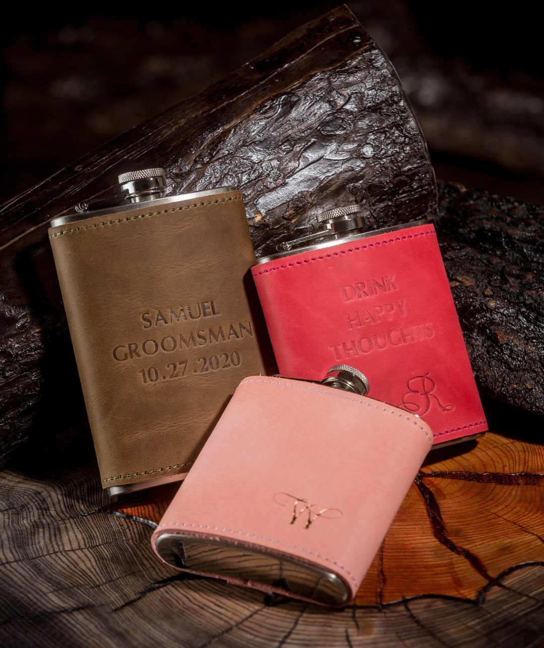 Personalized Leather Flask Custom Engraved Hip Flask Groomsmen Flask ...