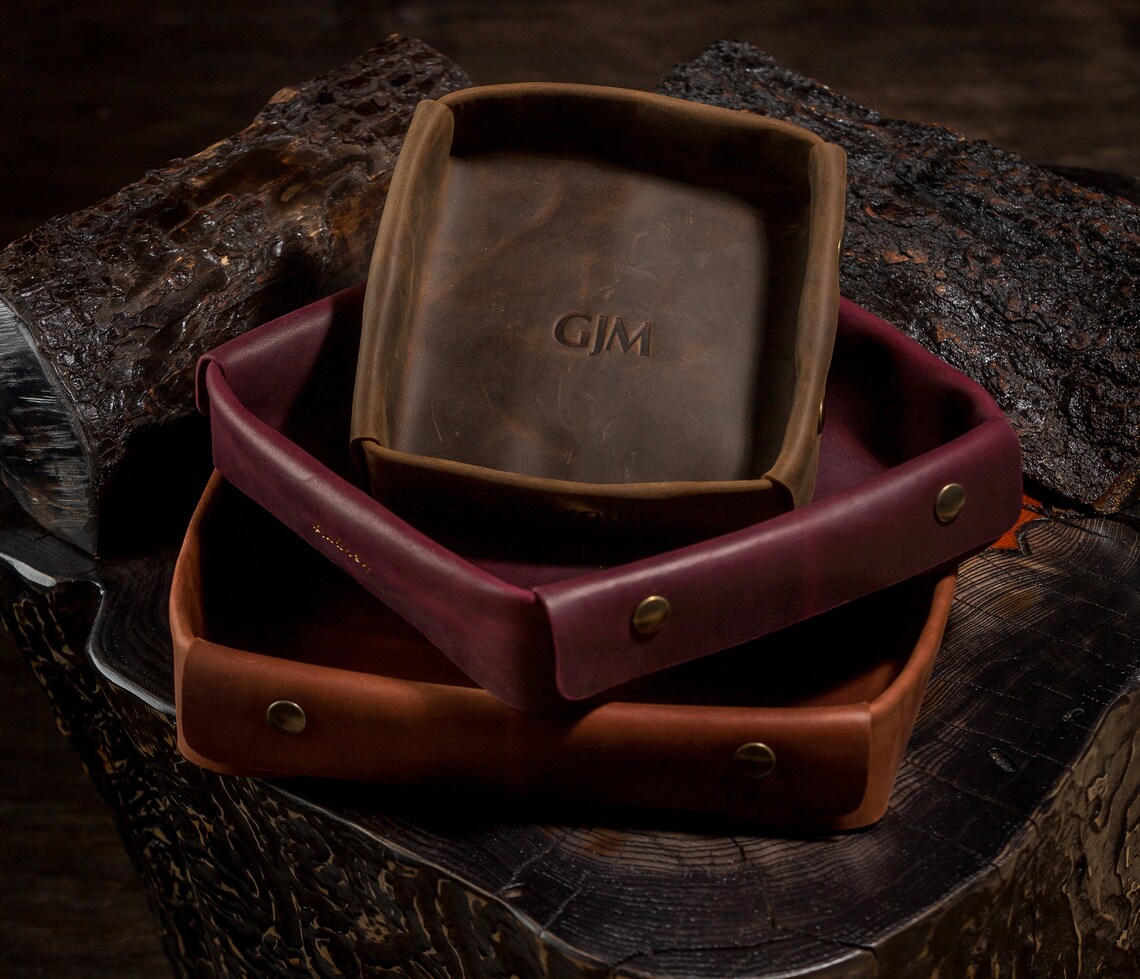 Custom Leather Valet Tray Personalized Home Decor | Etsy