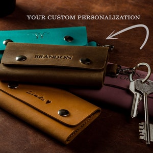 Personalized Leather Key Case, Leather Key Wallet, Monogrammed Key ...