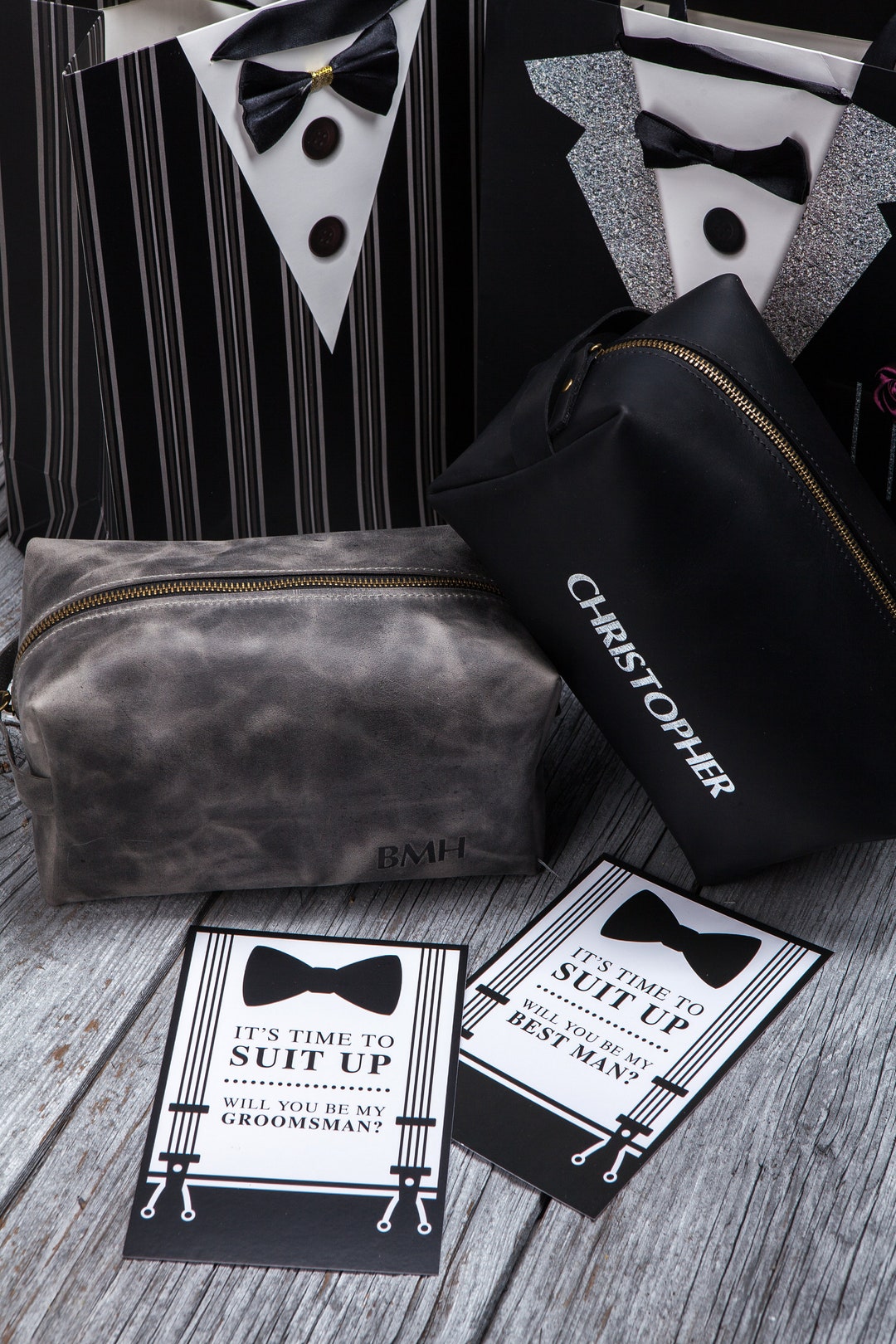 Groomsmen Dopp Kit Leather Toiletry Bag Menmonogram Shaving - Etsy