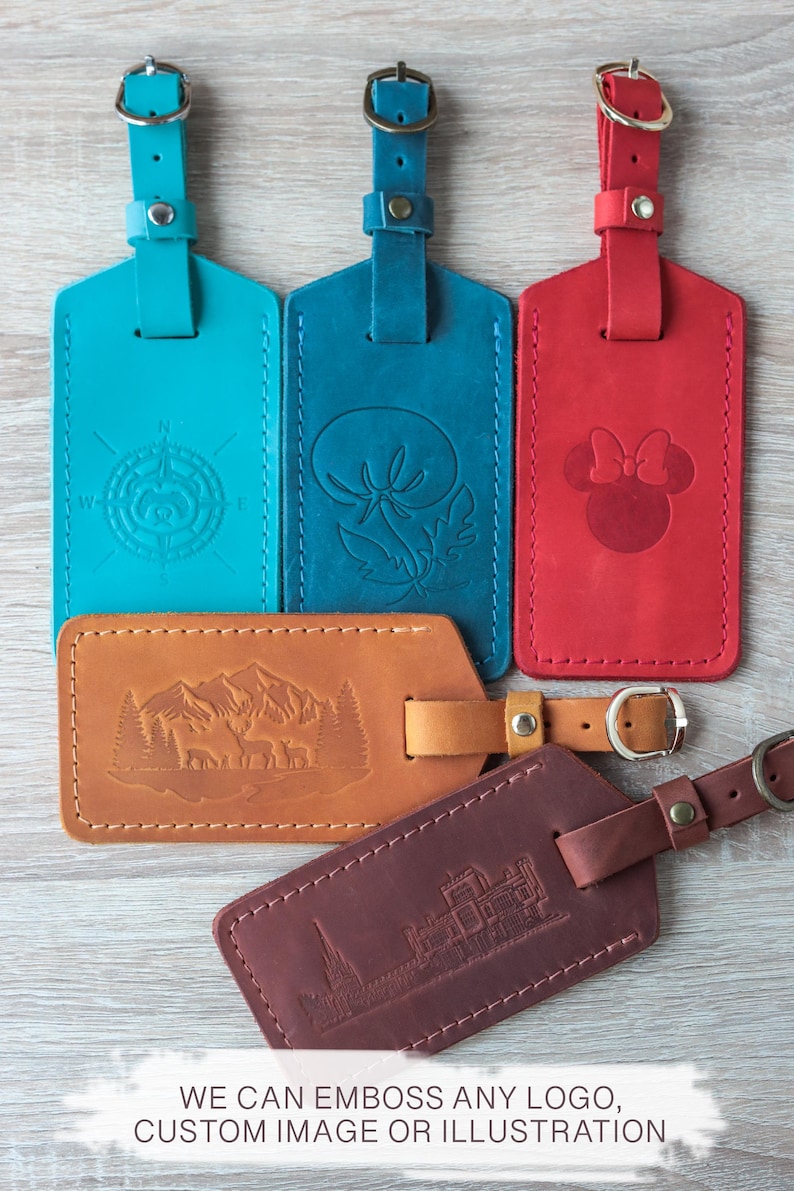 Personalized Leather Luggage Tag, Travel Gifts, Wedding Favors, Custom ...