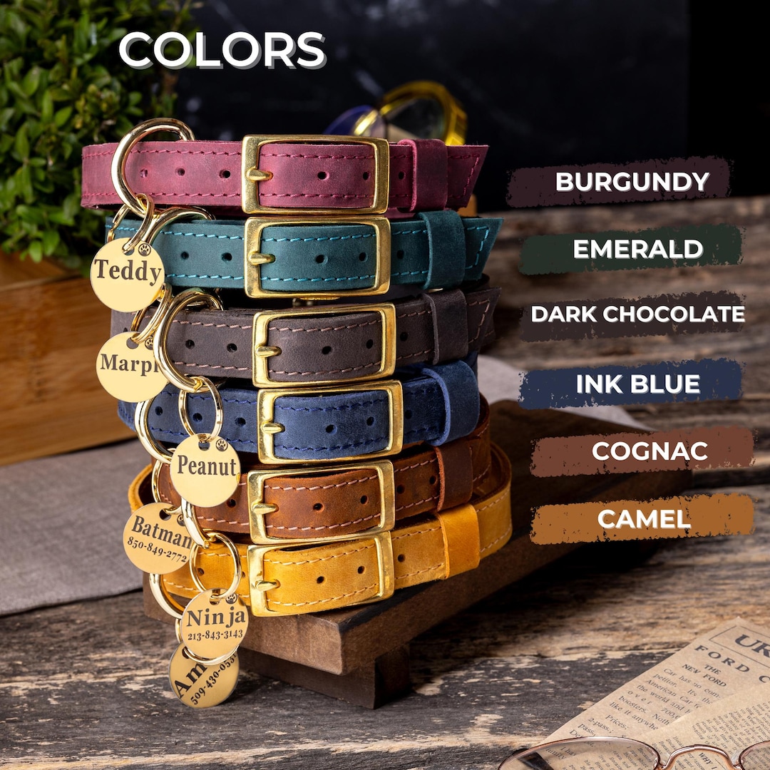 Dog Collar, Dog Collars, Personalized Leather Dog Collars, Engraved Dog ...