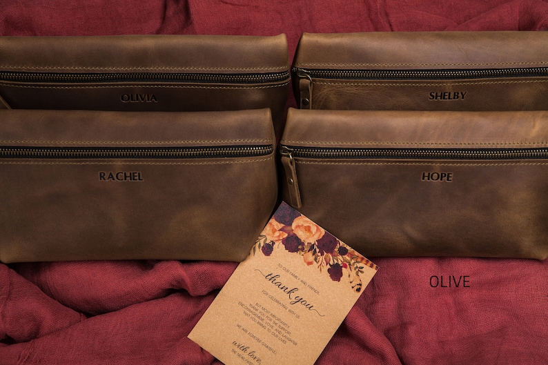 Leather Makeup Bag Personalized Cosmetic Bag Bridesmaid - Etsy