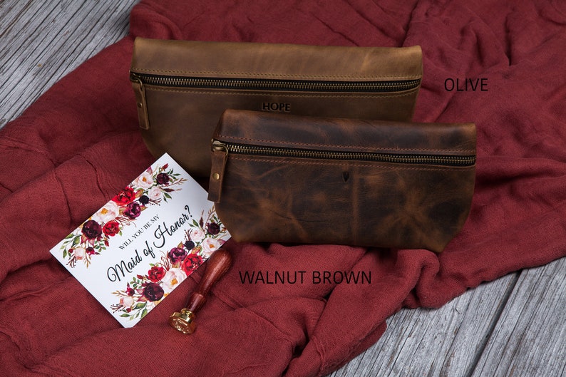 Cosmetic bag makeup bag personalized leather pouch | Etsy