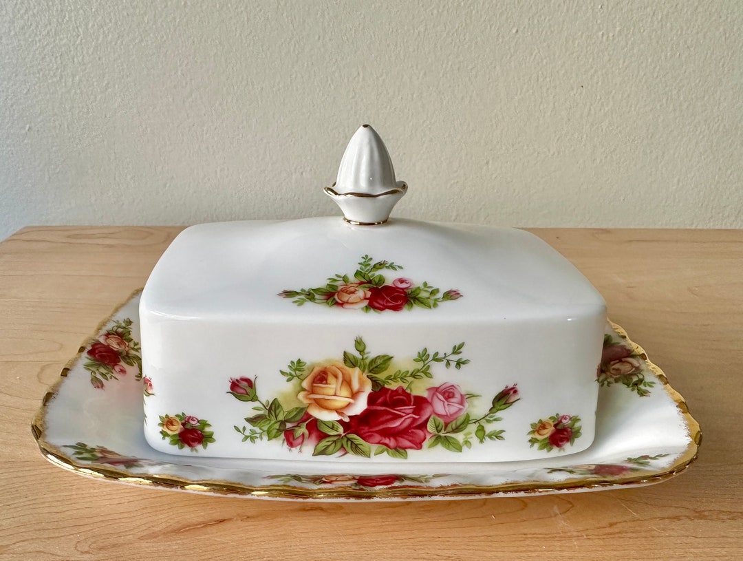 RARE FIND: Royal Albert 'old Country Rose' Butter Dish - Etsy