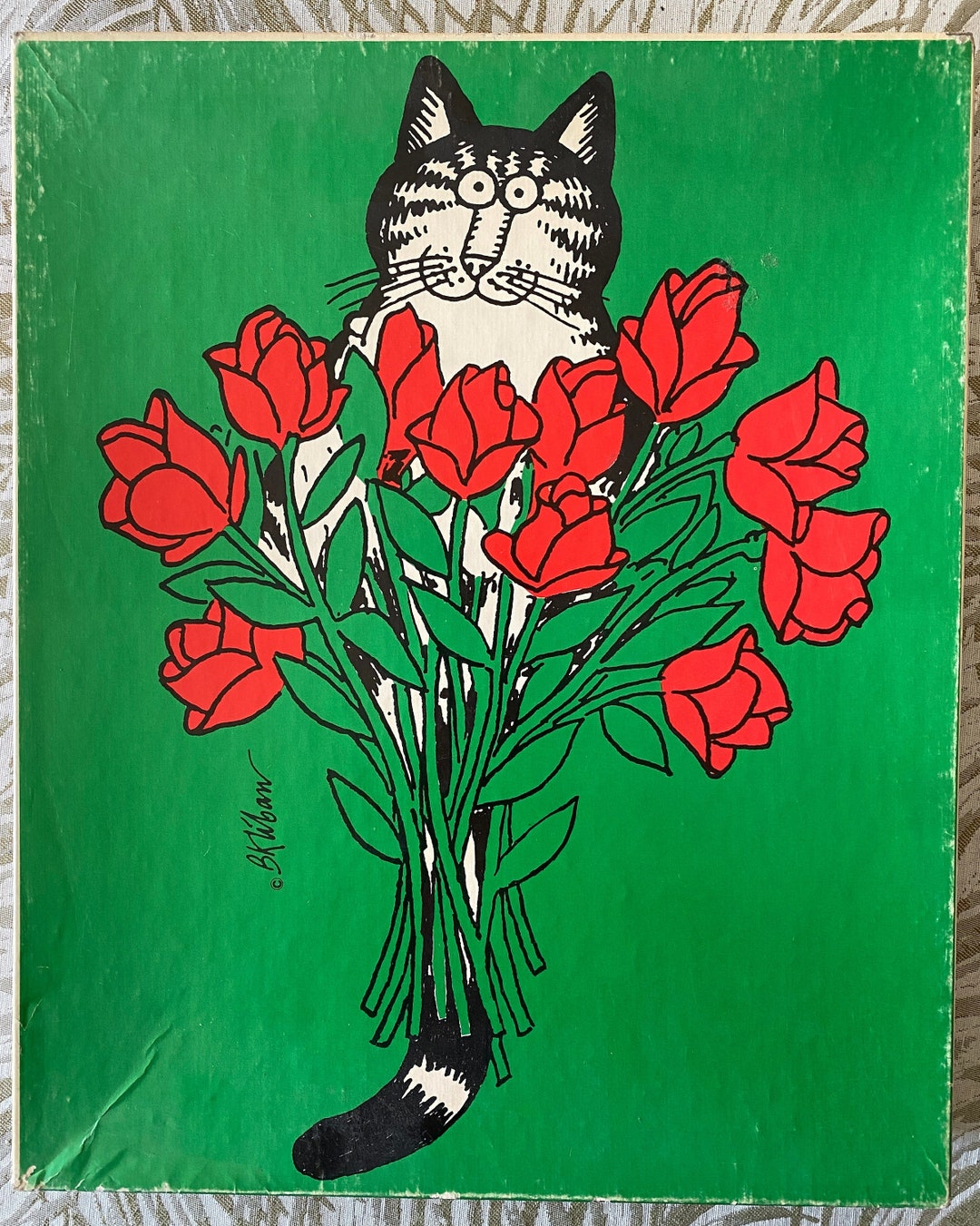 Vintage 1980's B Kliban Cat "rosecat" Jigsaw Puzzle by B. Kliban, Made ...
