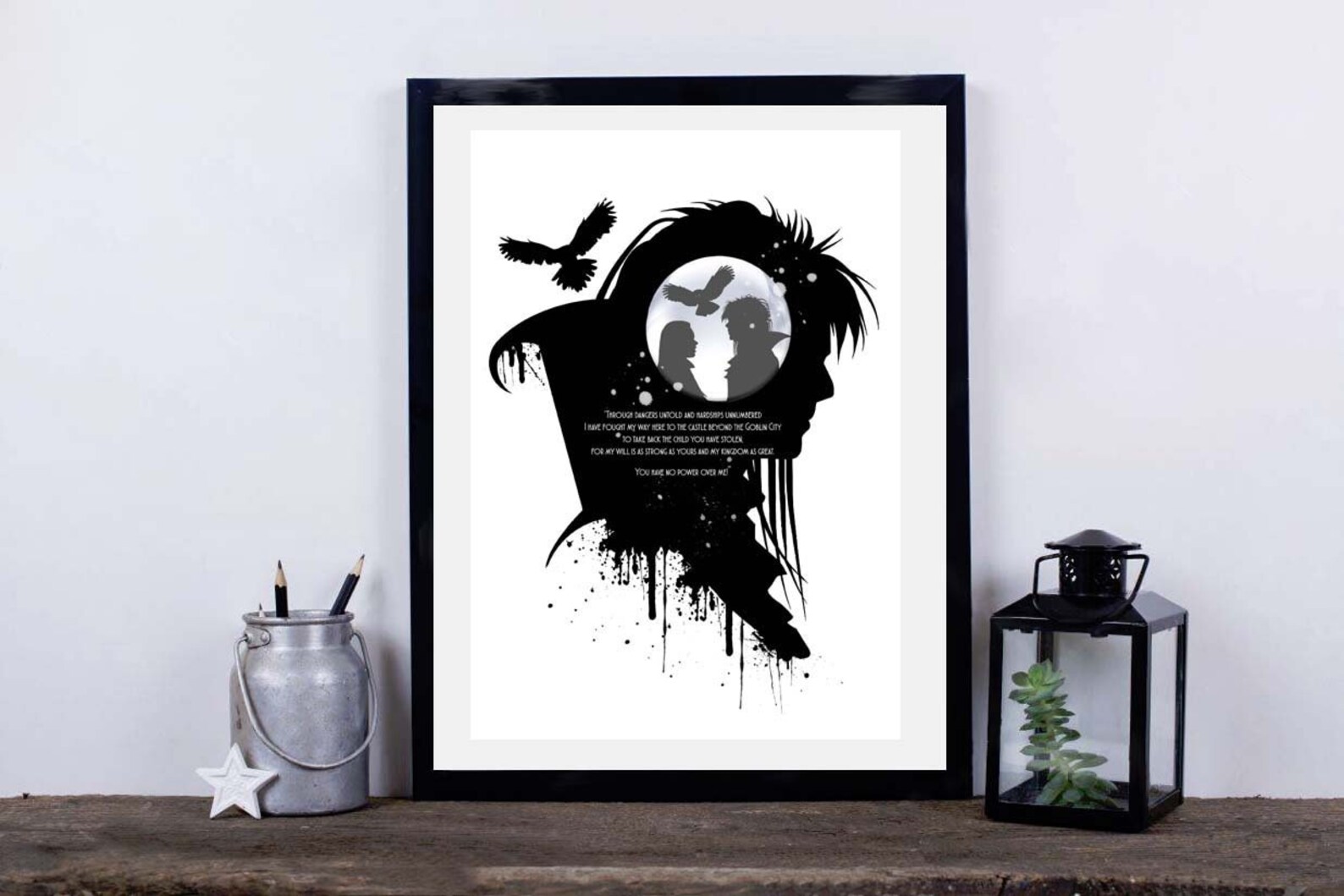 Printable Labyrinth Movie Art Jareth Goblin King Black and | Etsy