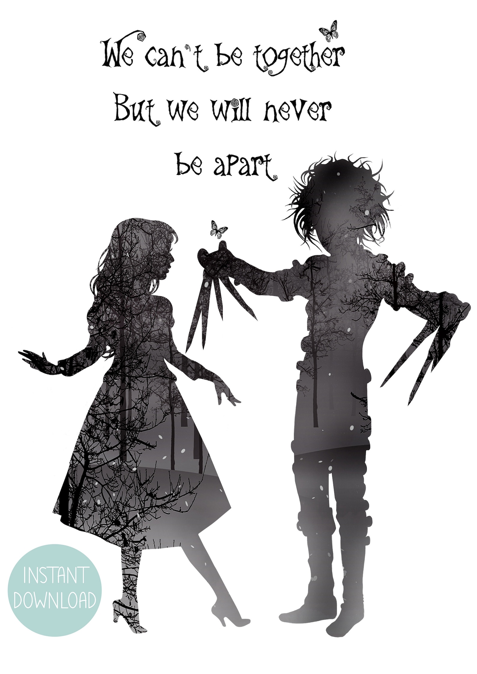 Edward Scissorhands &Kim printable art print Descarga | Etsy