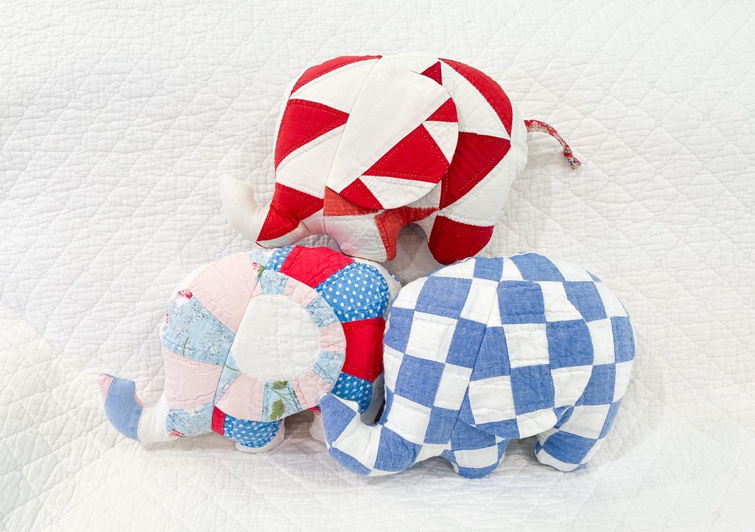 Vintage Quilt Handmade Stuffed Elephant - Etsy