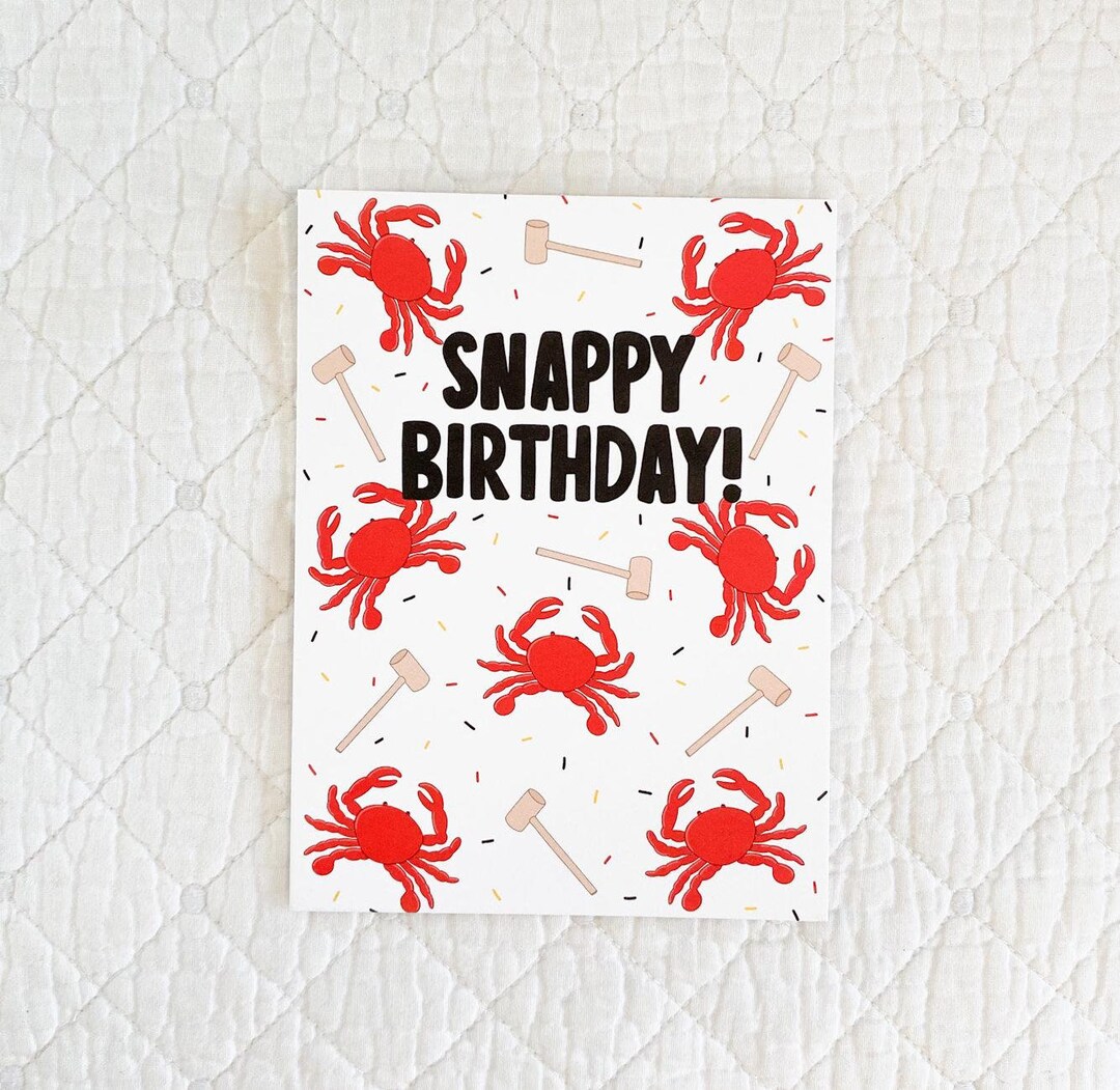 Snappy Birthday Greeting Card; Maryland, Crabs, Crab Mallet - Etsy