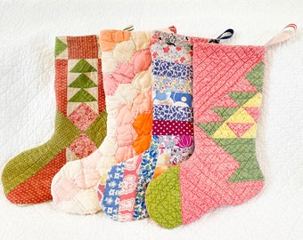 Linen Patchwork Star Quilt Stocking / Rustic Linen Christmas - Etsy
