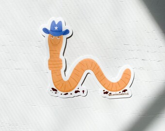 Wild Wild West Worm Sticker Cowboy Wirm Cute Earthworm Sticker - Etsy