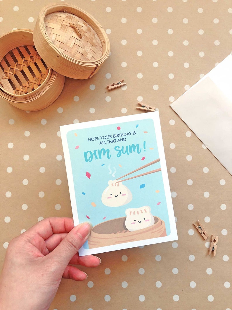 Dim Sum Funny Food Puns Birthday Celebration Greeting Card - Etsy