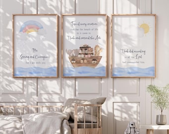 Noahs Ark Scripture Nursery Wall Art - Christian Nursery Print ...