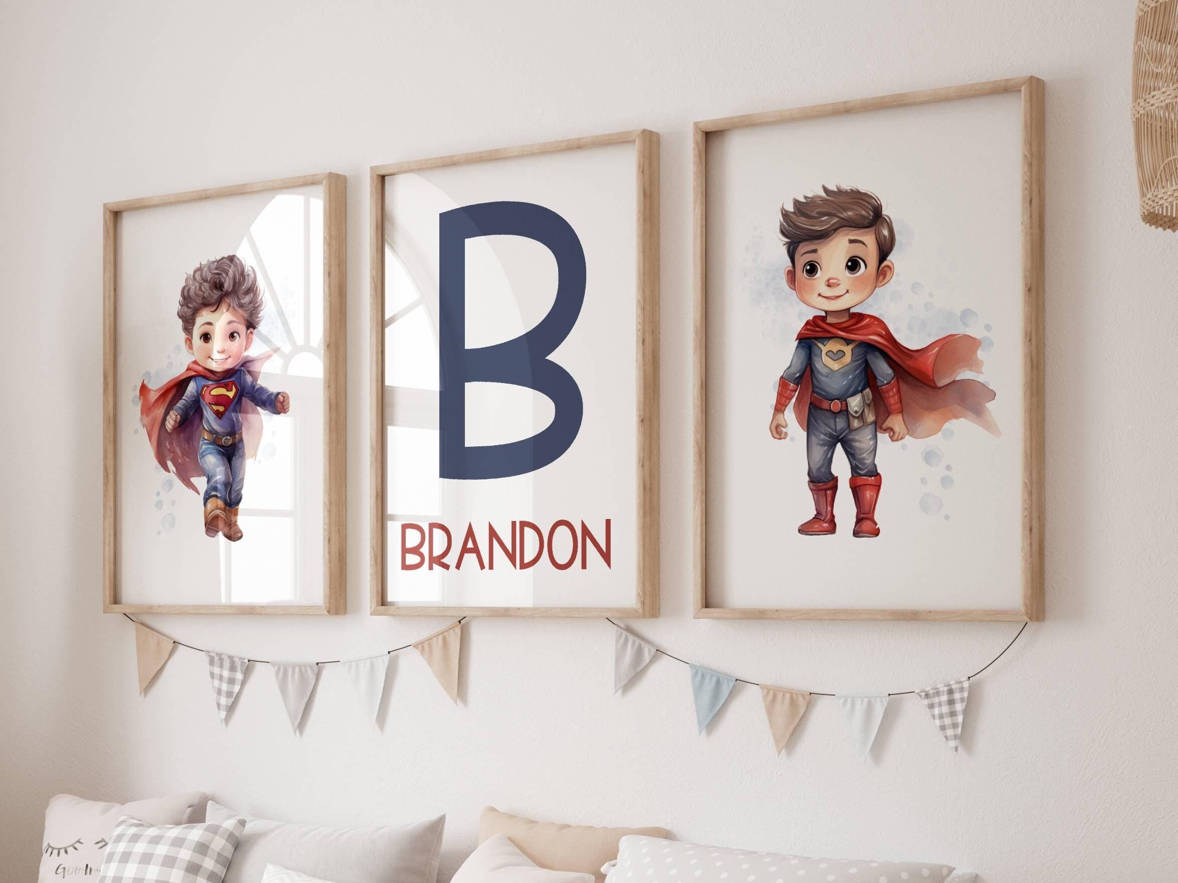 Personalized Letter Superhero Nursery Decor, Nursery Wall Art Prints ...