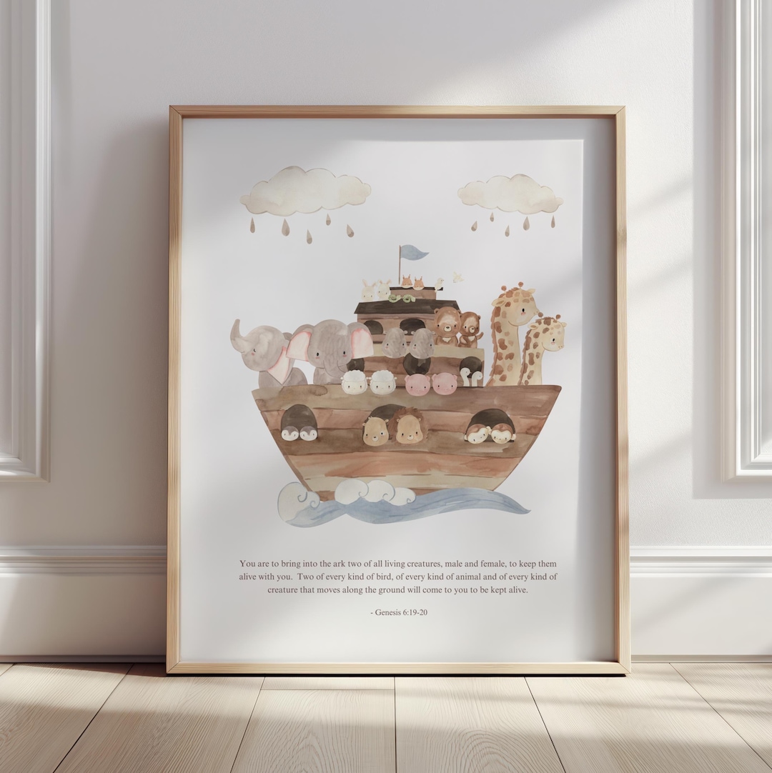Noahs Ark Scripture Christian Nursery Wall Art - Genesis 6:19-20 ...