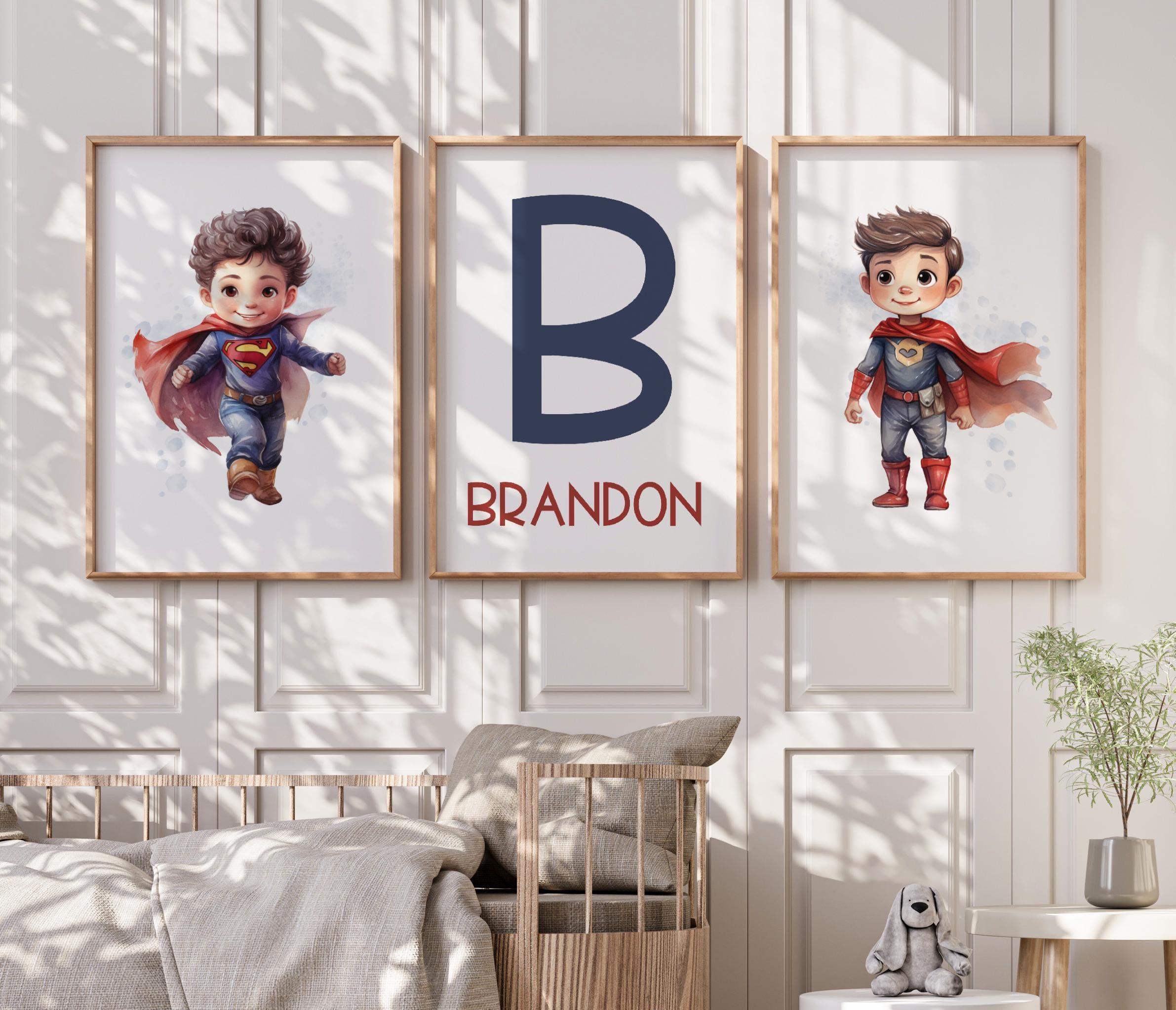Personalized Letter Superhero Nursery Decor, Nursery Wall Art Prints ...