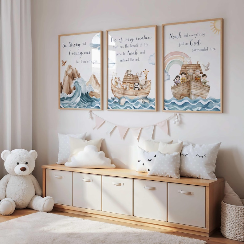 Noahs Ark Scripture Nursery Wall Art - Christian Nursery Print ...