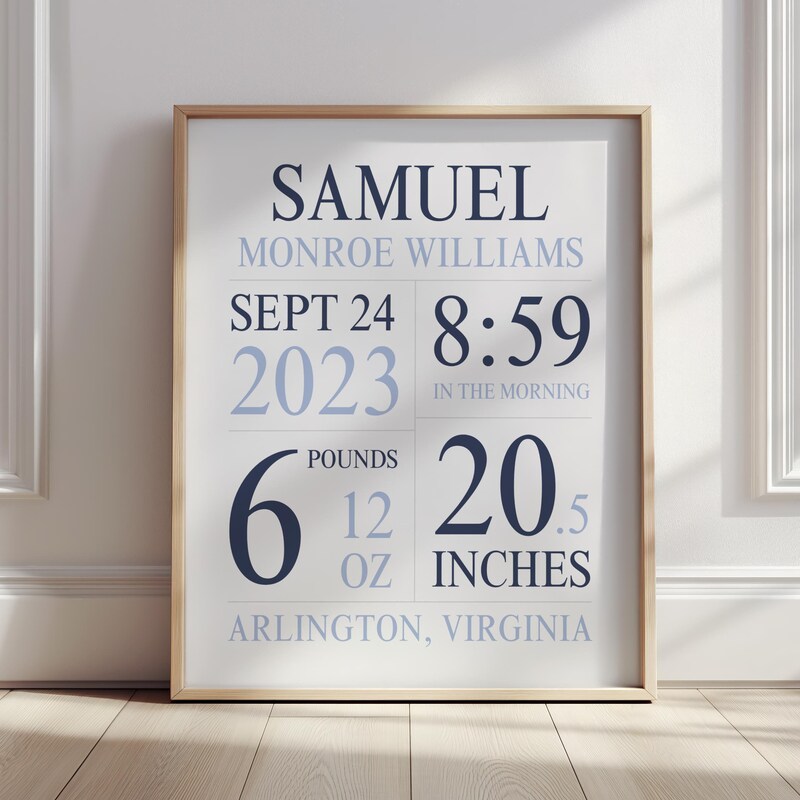 Birth Stats Poster - Etsy