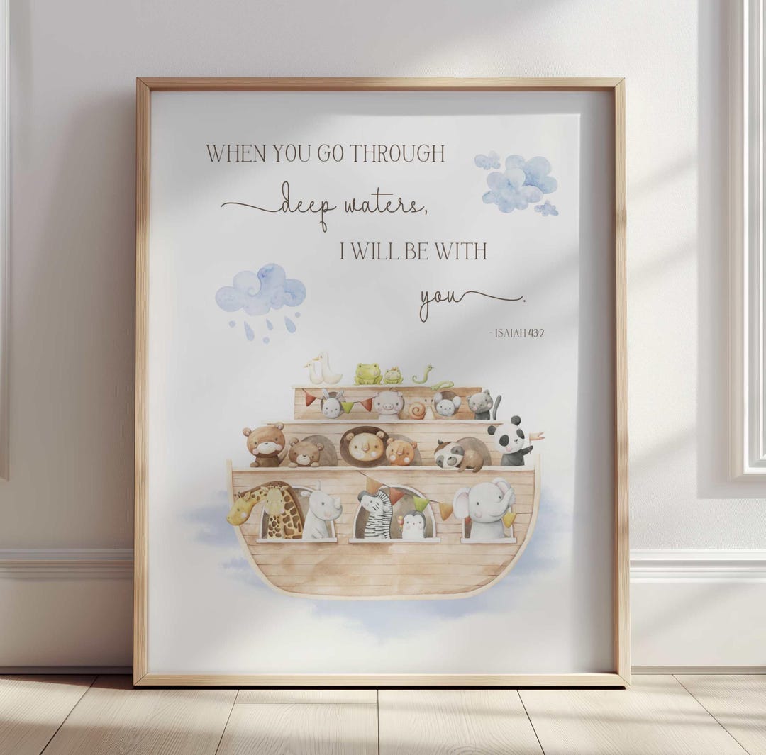 Noahs Ark Bible Nursery Wall Art - Christian Scripture Decor for Boys ...