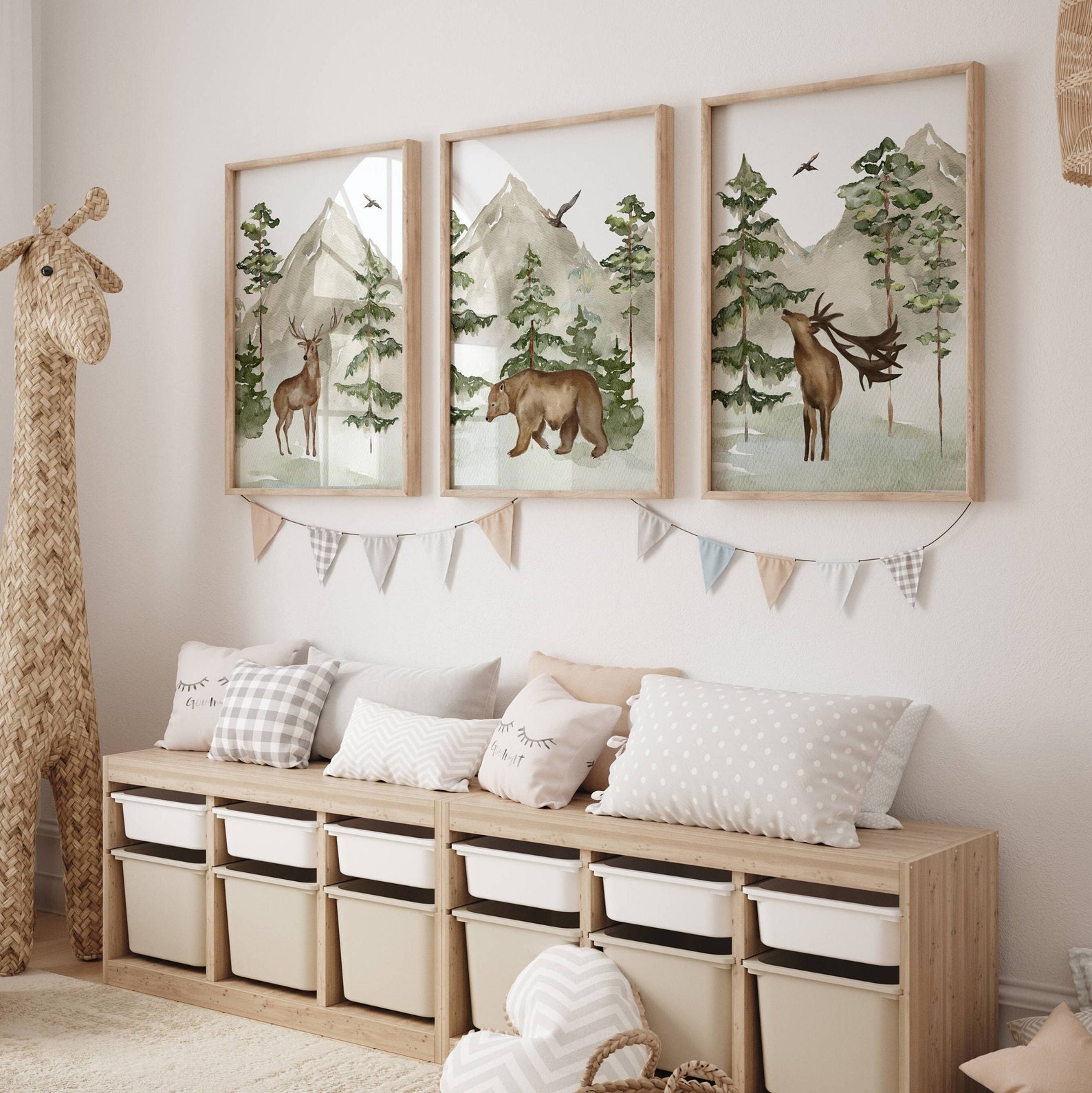 Woodland Animals Nursery Wall Art Print Set of 3 Woodland - Etsy