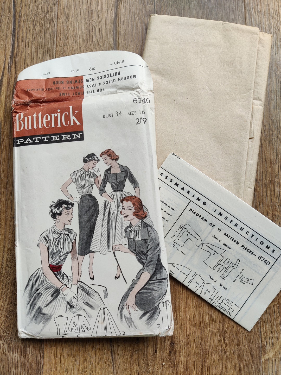 Vintage 1950s Sewing Pattern Interchangable Separates 2 Blouses 2 Skirt ...