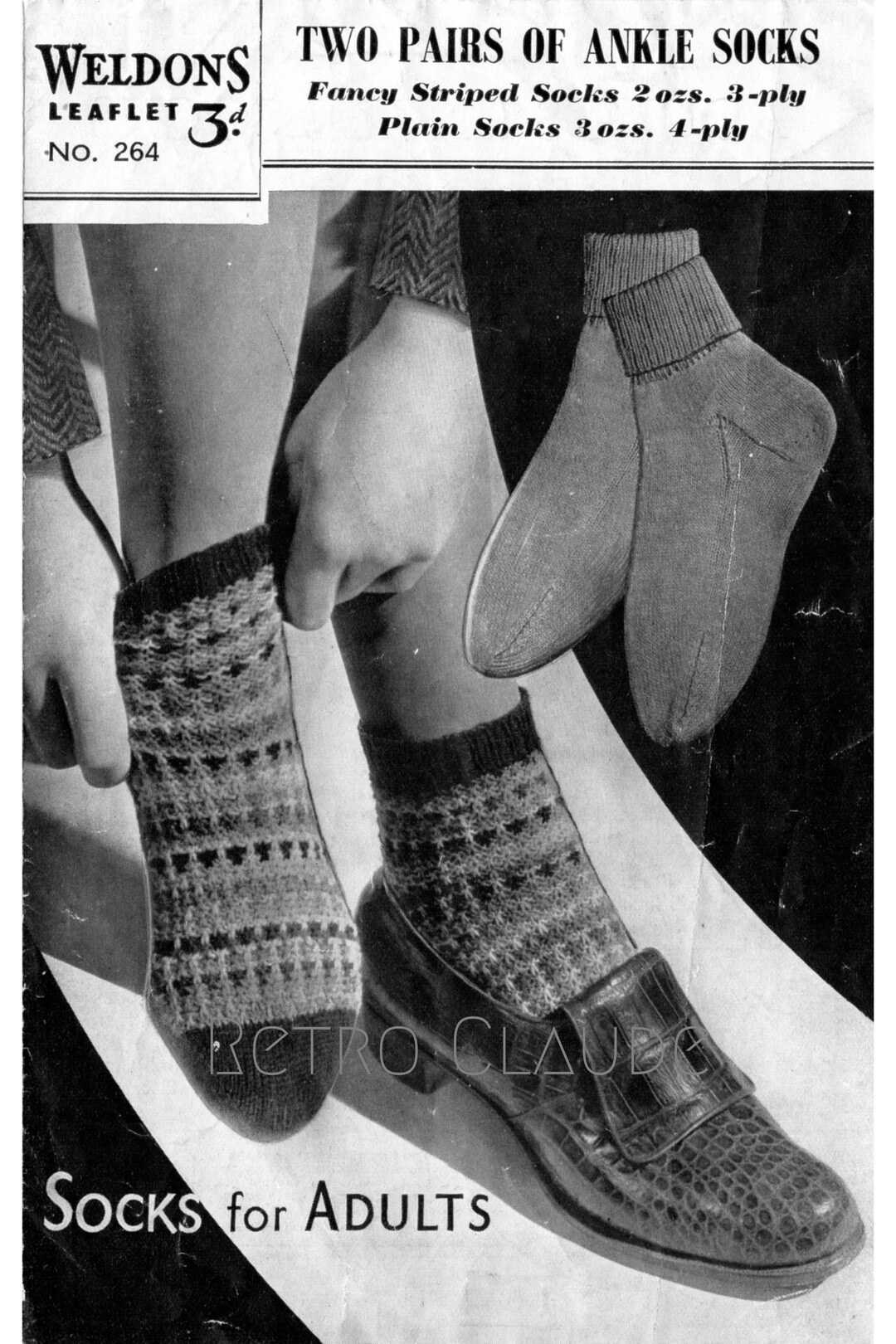 1940s Ankle Socks From Oddments Make Do and Mend WW2 4ply 3ply Vintage ...