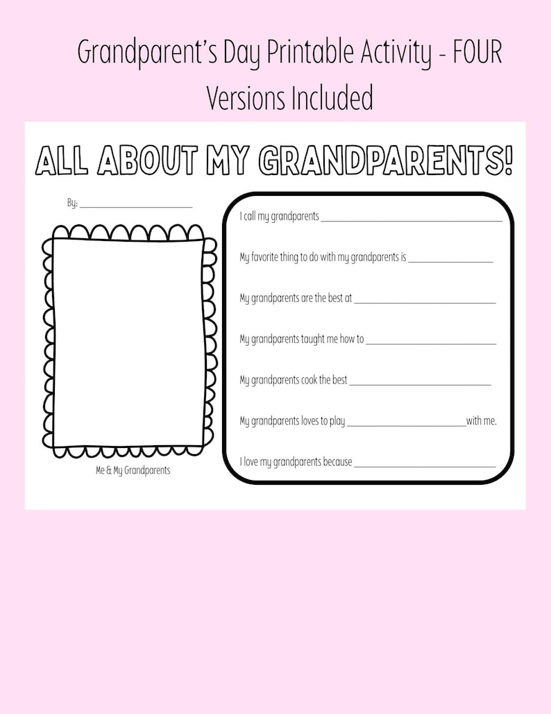 Grandparents’ Day About Me Printable | Grandpa, Grandma, Grandparents ...