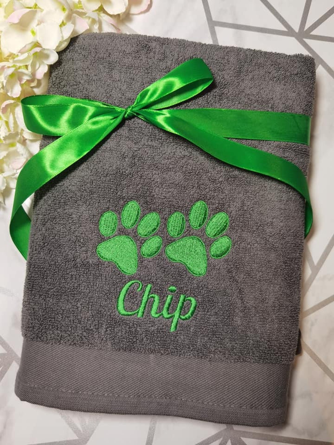 Personalised Dog Towel With Paw Print, Pet Towel, Embroidered , Dog ...