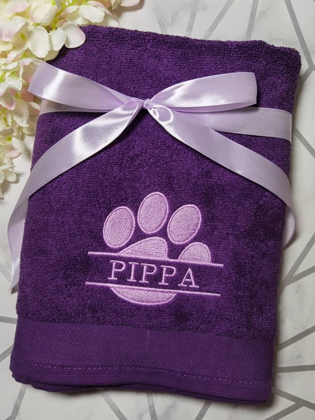Personalised Dog Towel, Split Paw, Pet Towel, Embroidered , Dog Gift ...