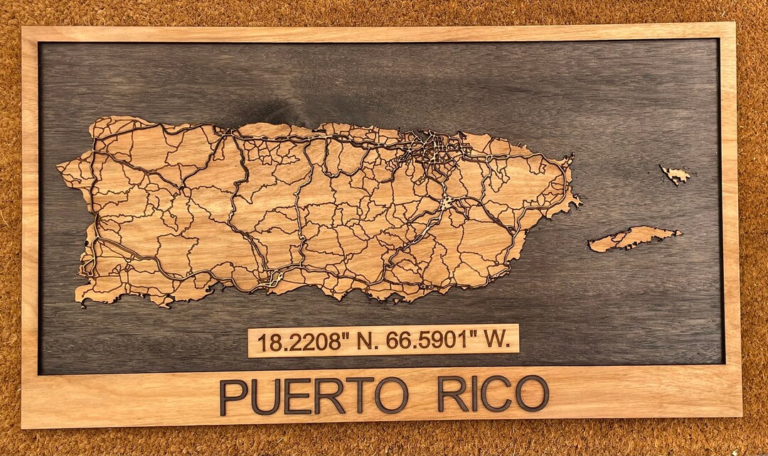 Puerto Rico Map, Wood Map, Laser Cut Map, Puerto Rico - Etsy