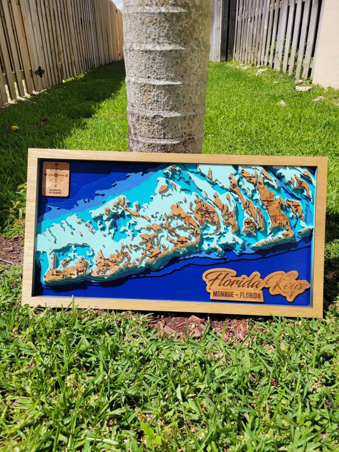Florida Keys Map Upper Keys Map Wood Map Florida Map Laser Cut Map