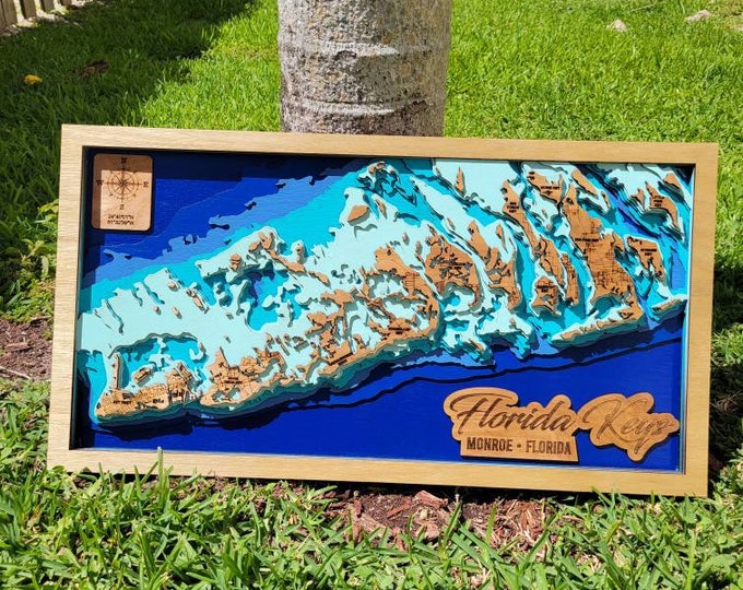 Florida Keys Map, Upper Keys Map, Wood Map , Florida Map, Laser Cut Map ...