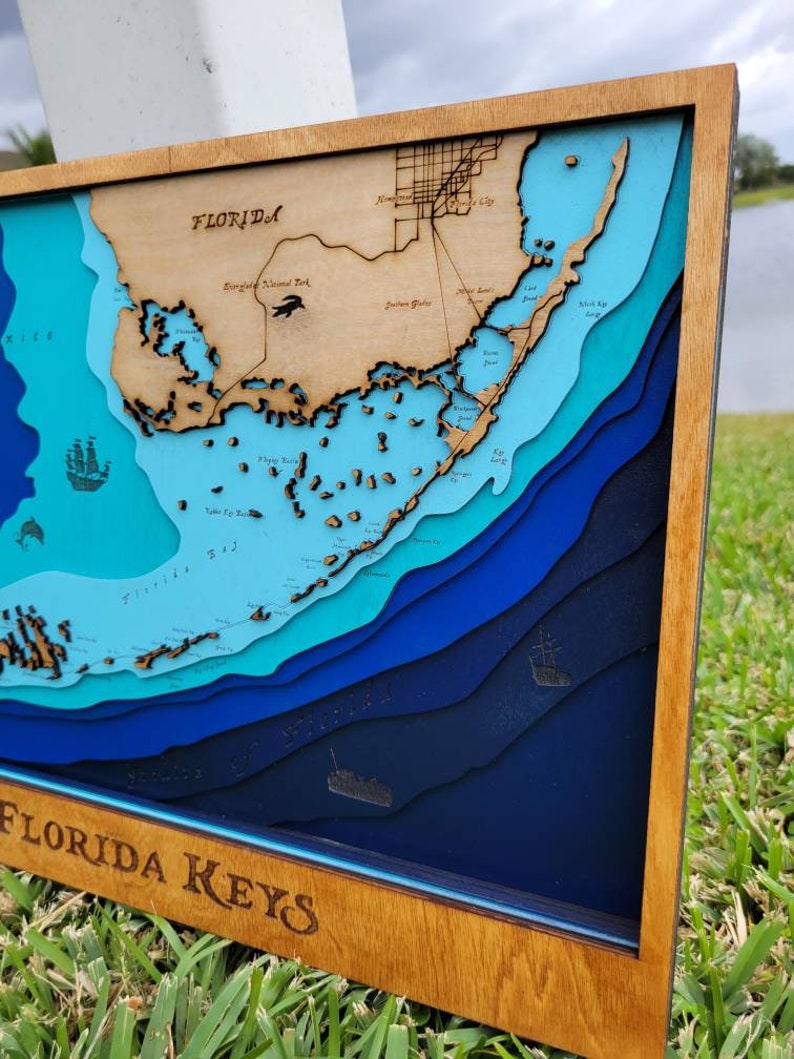 Florida Keys Map, Wood Map, Map - Etsy