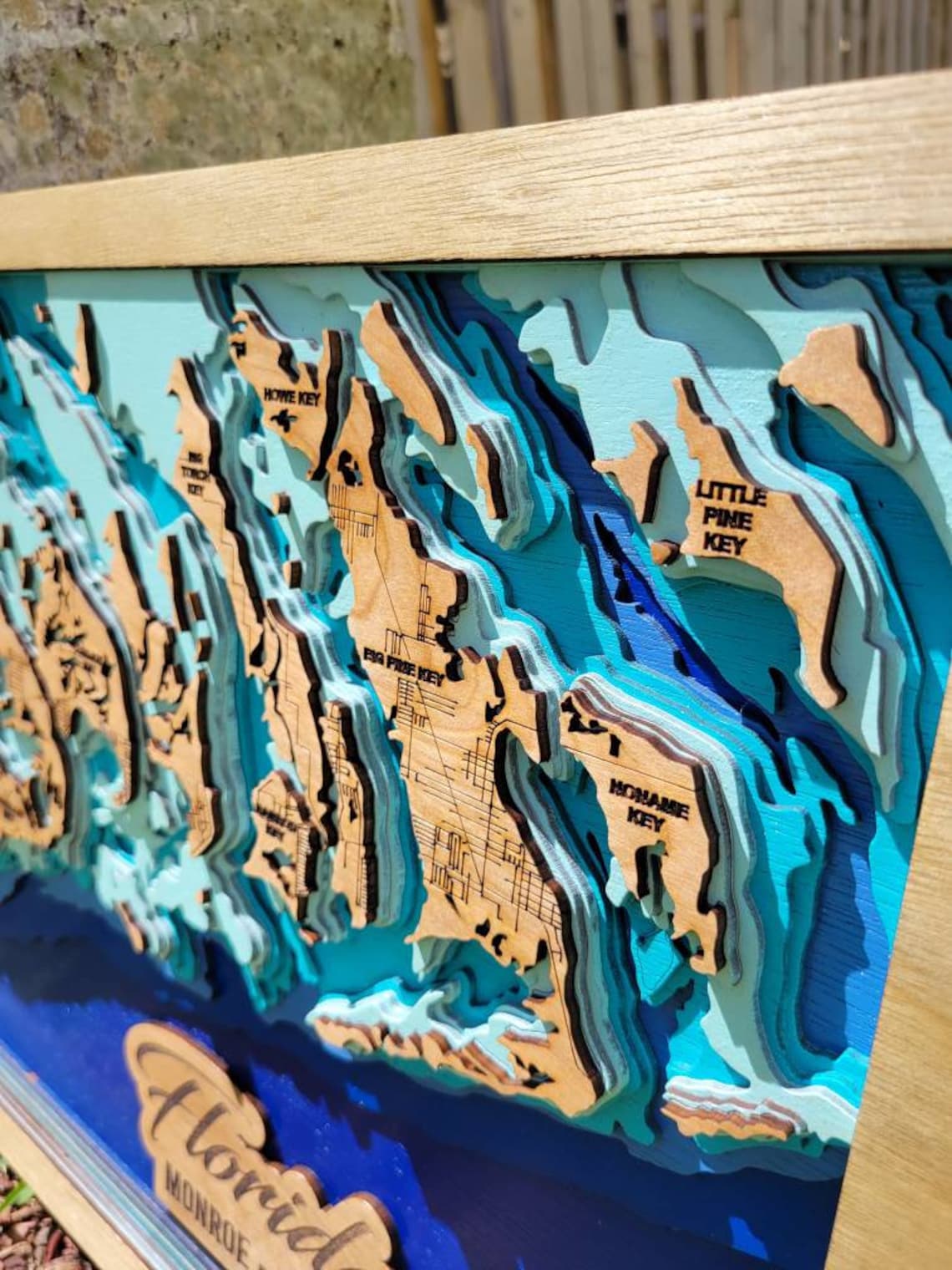 Florida Keys Map Upper Keys Map Wood Map Florida Map - Etsy