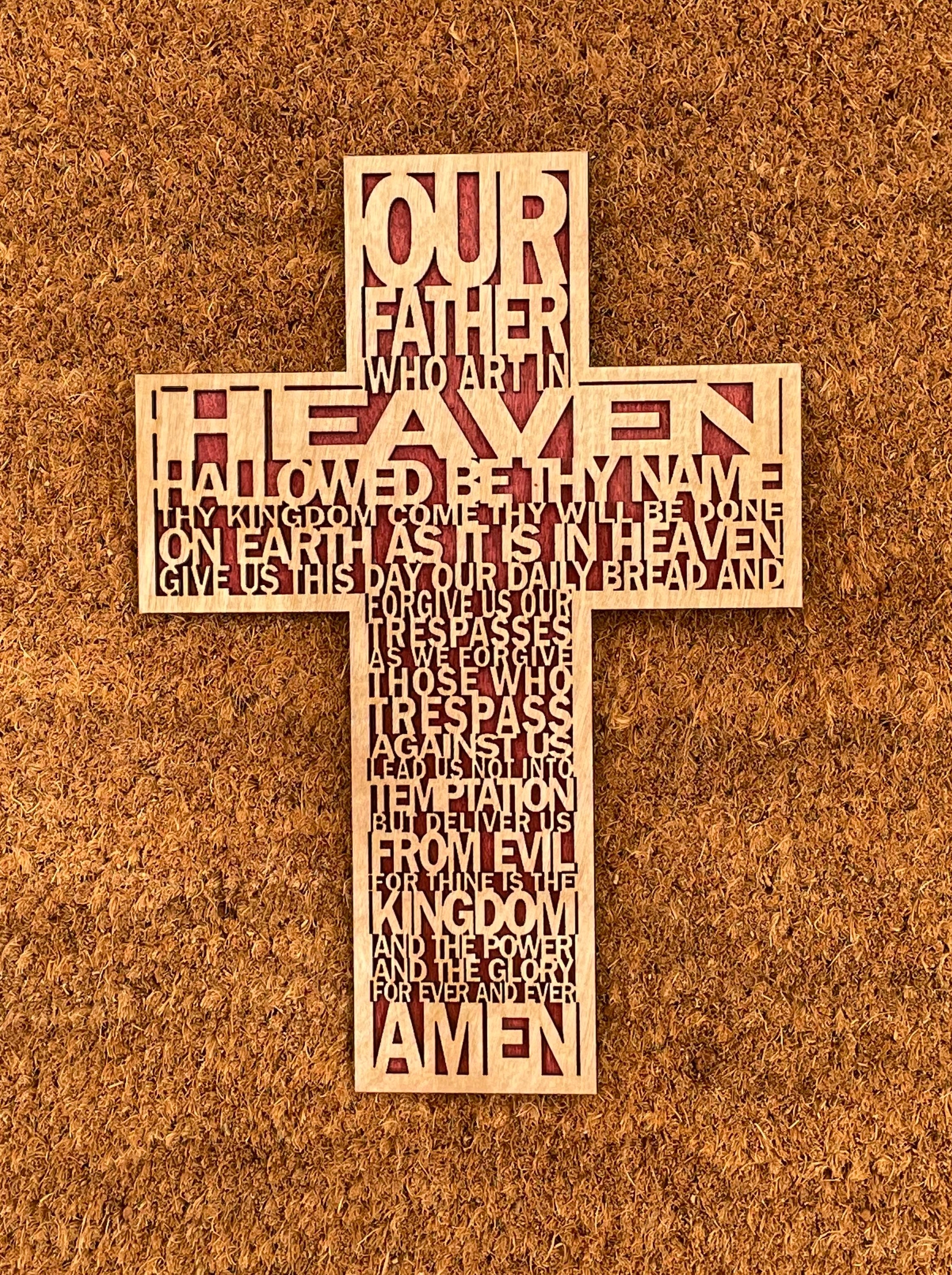 Wood Cross, the Lords Prayer Cross, Laser Cut Cross, Cross - Etsy