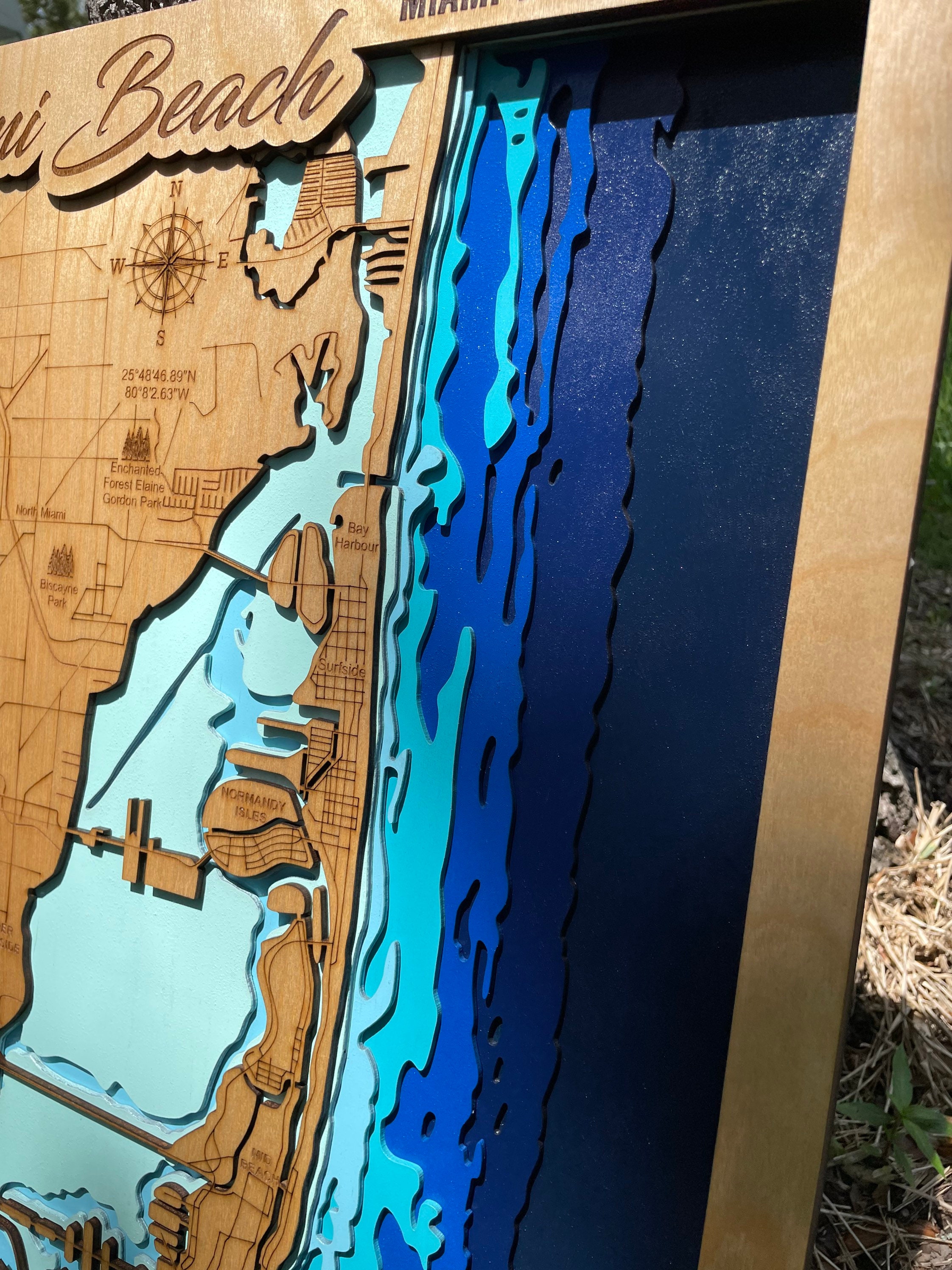 Mapa de Miami mapa de Miami Beach mapa de madera mapa - Etsy España