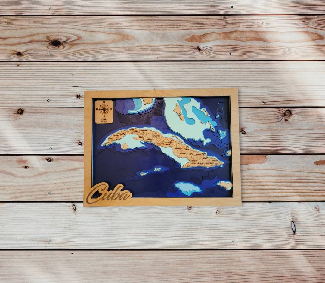 Cuba Map, Wood Map, Map, Office Map, Decorative Map, Multylayer Map - Etsy