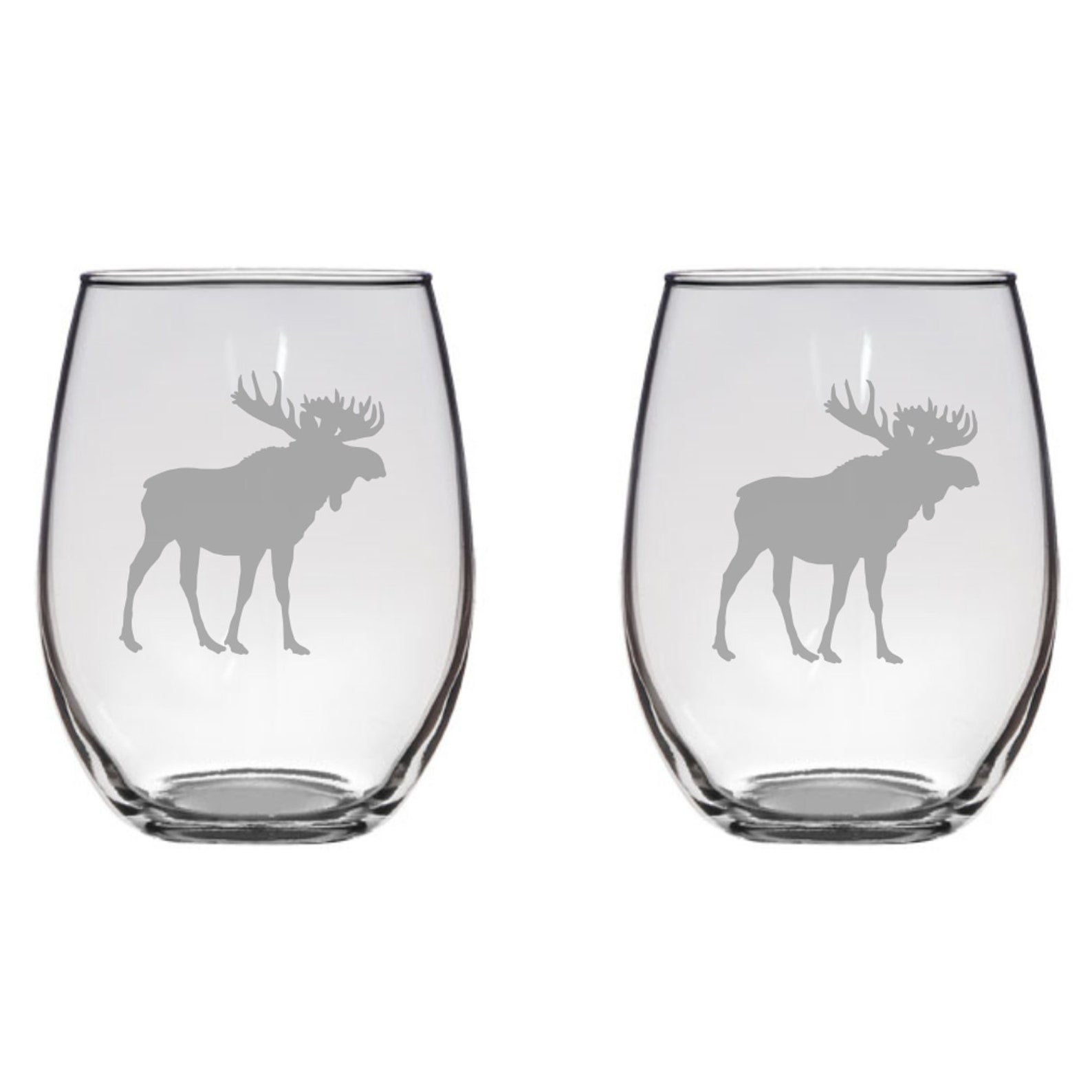 Moose Etched Stemless Wine Glasses Set of 2/4/6/8-20.5oz Glassware for ...