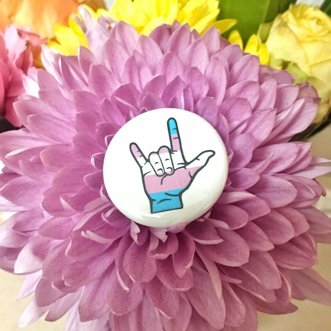 Transgender Button - Trans Pin - Trans Flag Pin - Pride Button - I Love ...