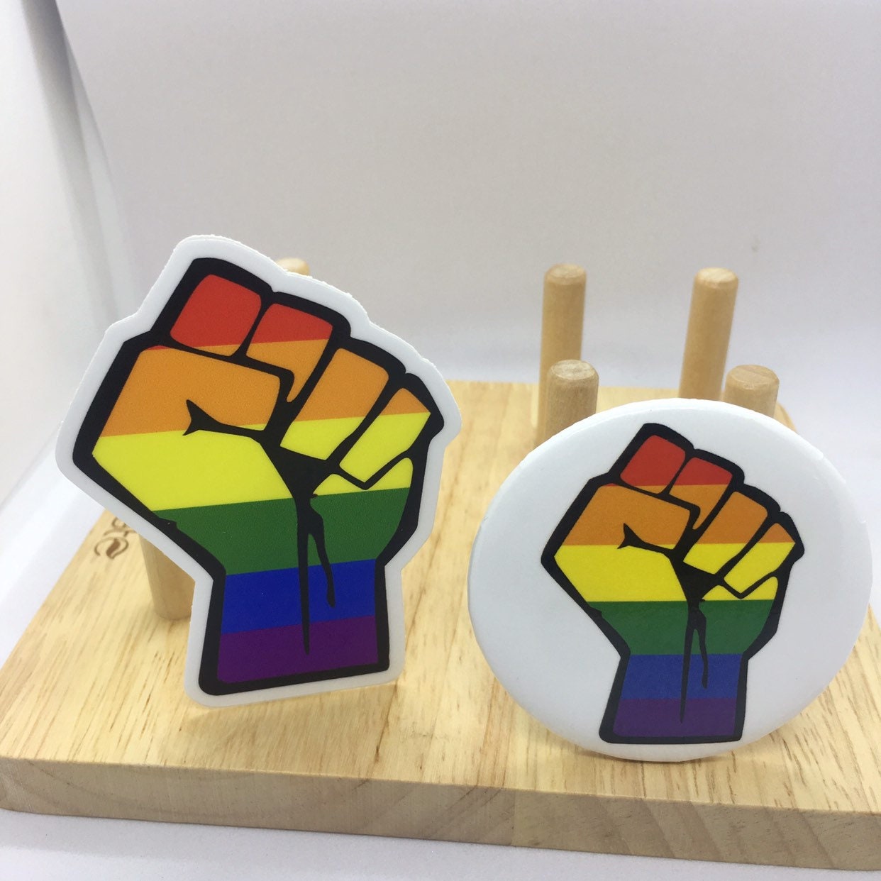 Rainbow Pride Button and Rainbow Flag Sticker Combo Pack - Etsy