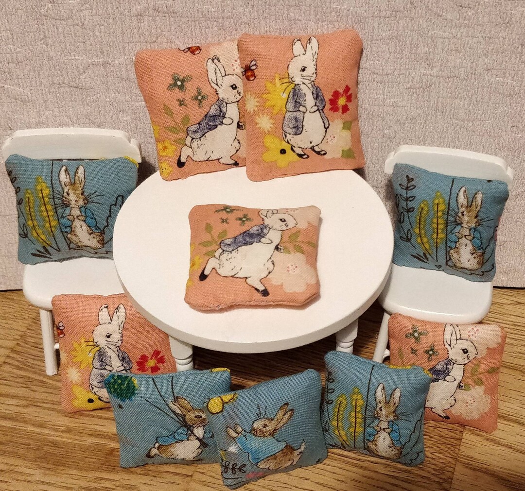 Dolls House Miniature Peter Rabbit Cushions Peach or Blue - Etsy UK