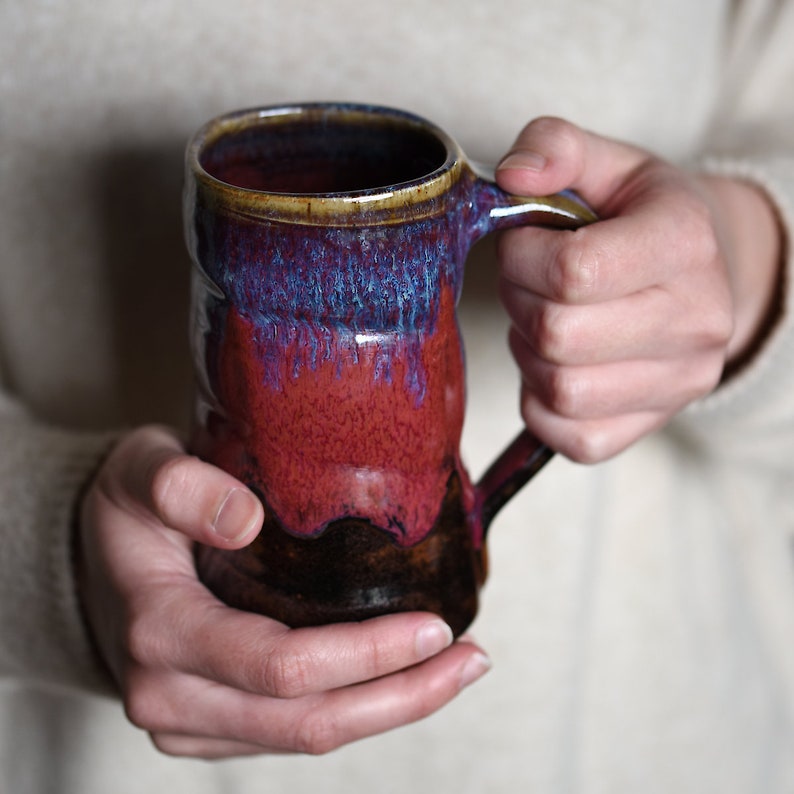 Red, Purple and Black Handmade Mug - Etsy